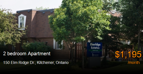 150 elm ridge dr., kitchener - Apartment for Rent