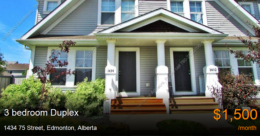1434 75 street, edmonton - Duplex for Rent